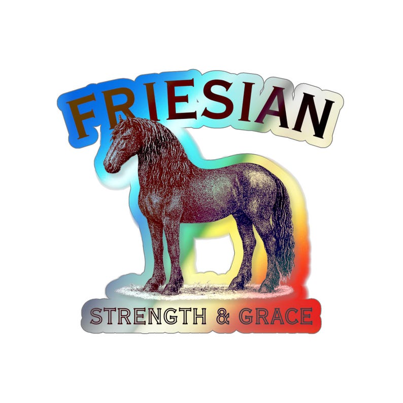 Holographic Stickers, Friesian Horse Decal, Laptop Decal, Car Sticker ...