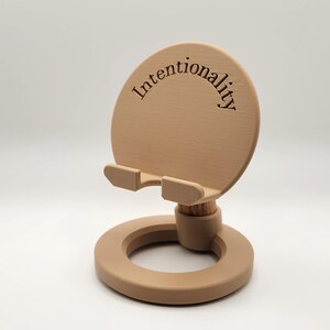 3D Printed Minimalist Modern Round Oak Wood Custom Engraved Phone or ...