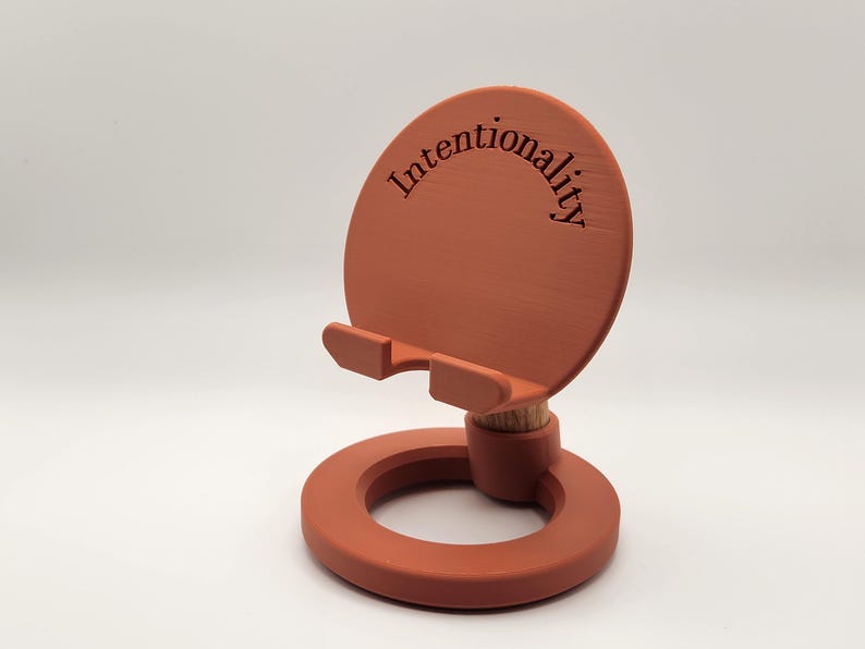 3D Printed Minimalist Modern Round Oak Wood Custom Engraved Phone or ...
