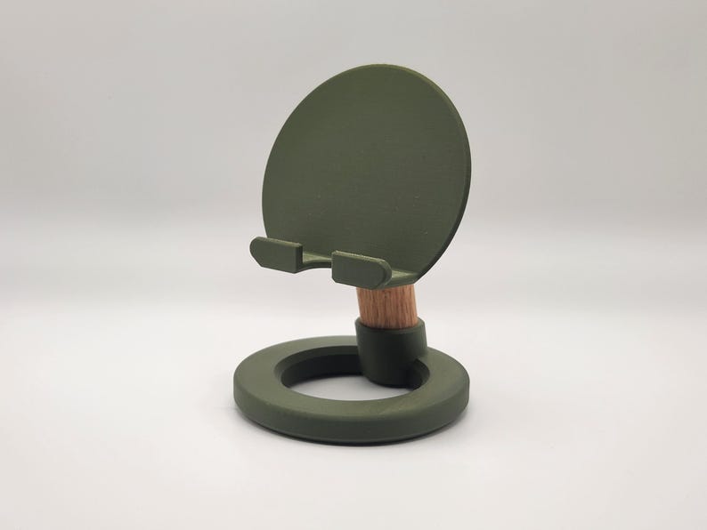 3D Printed Minimalist Modern Round Oak Wood Custom Engraved Phone or ...