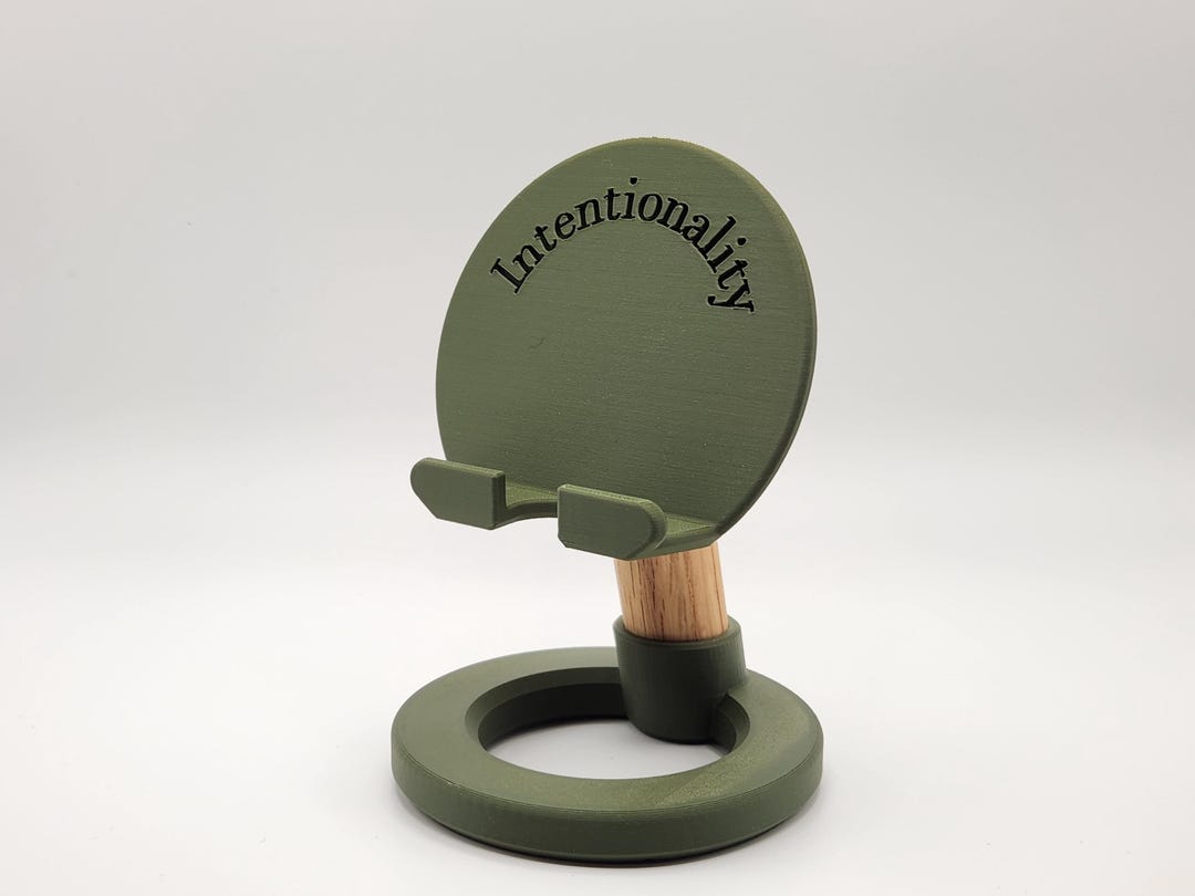 3D Printed Minimalist Modern Round Oak Wood Custom Engraved Phone or ...