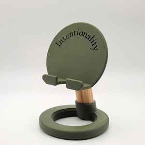 3D Printed Minimalist Modern Round Oak Wood Custom Engraved Phone or ...