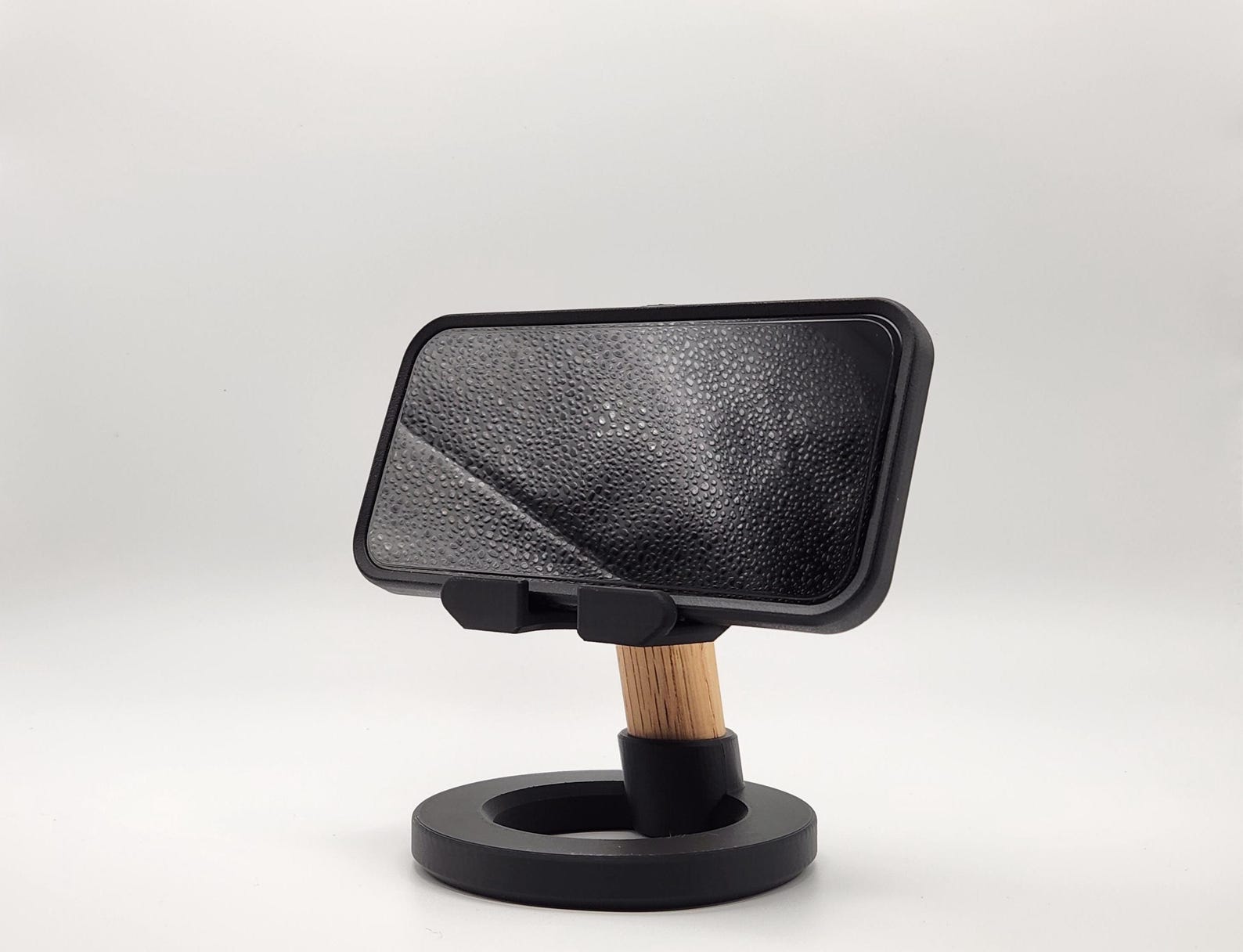 3D Printed Minimalist Modern Round Oak Wood Custom Engraved Phone or ...