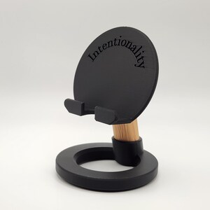 3D Printed Minimalist Modern Round Oak Wood Custom Engraved Phone or ...