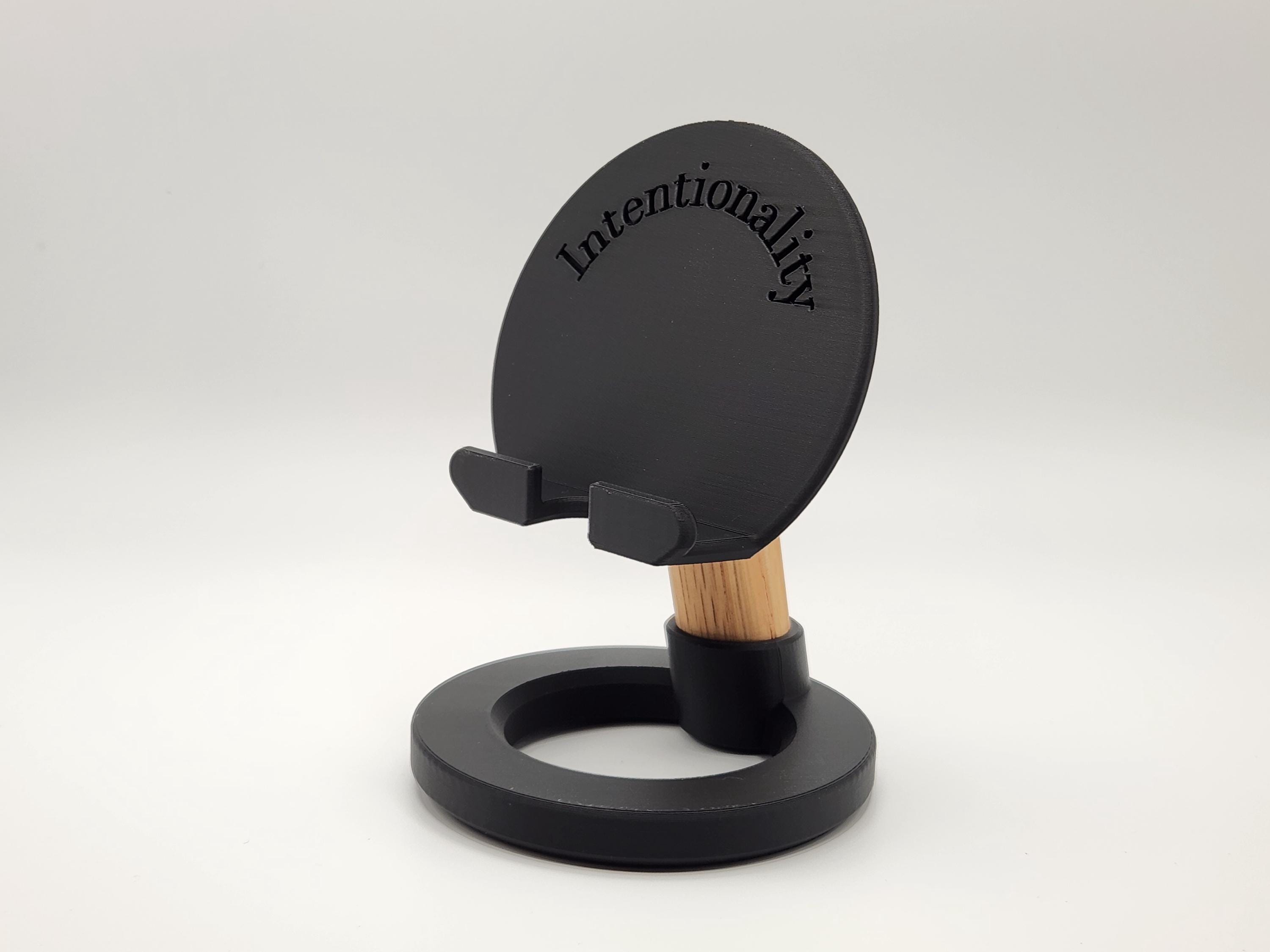 3D Printed Minimalist Modern Round Oak Wood Custom Engraved Phone or ...