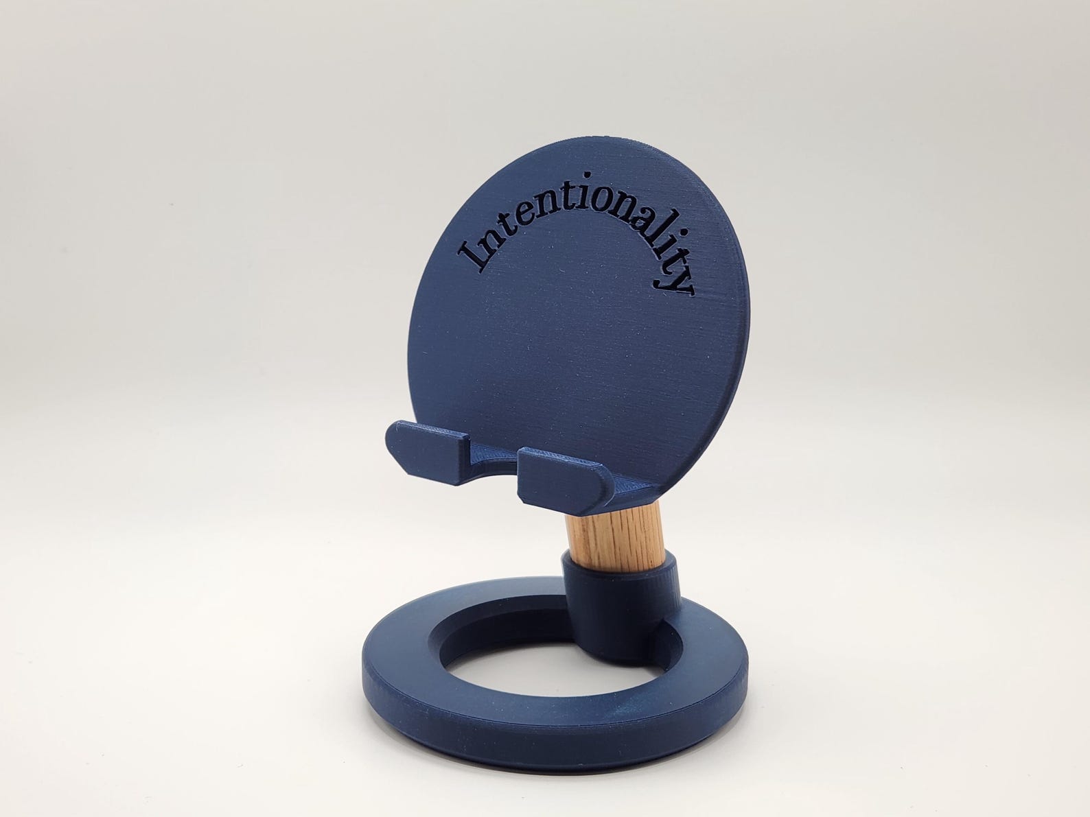 3D Printed Minimalist Modern Round Oak Wood Custom Engraved Phone or ...