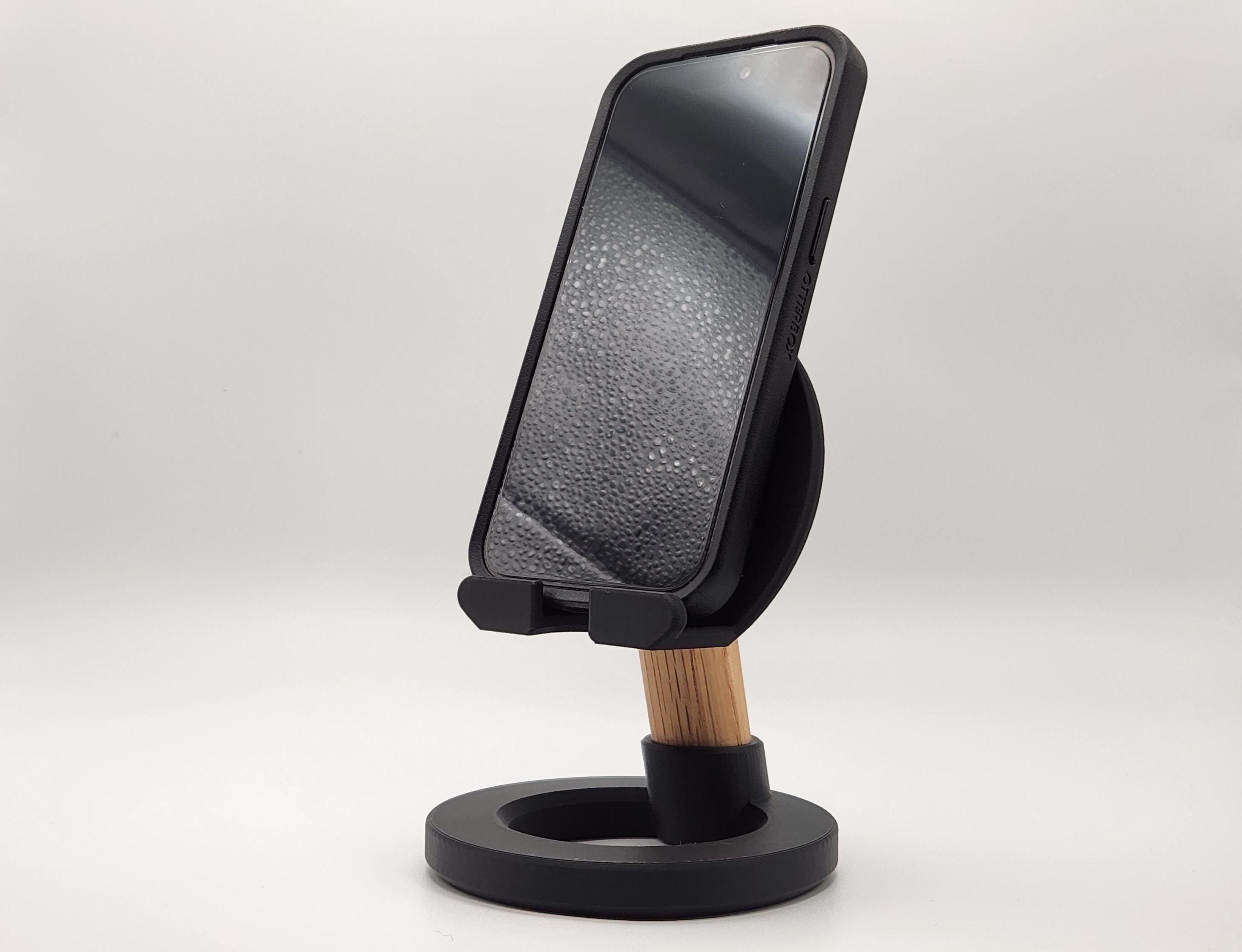 3D Printed Minimalist Modern Round Oak Wood Custom Engraved Phone or ...
