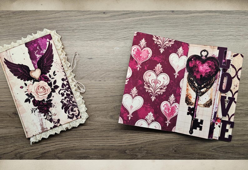 Printable Junk Journal Folio Kit, Romantic Wings Theme, Pockets ...