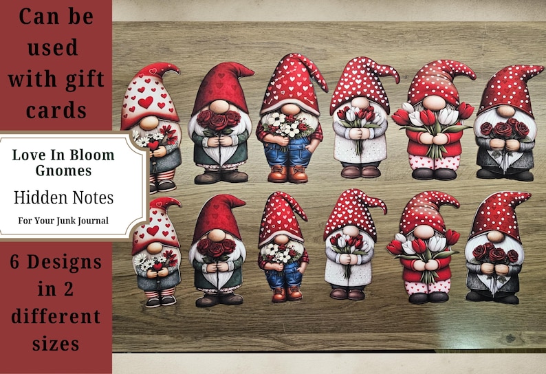 Valentine Gnomes Printable | Love in Bloom Hidden Notes, Gift Card ...