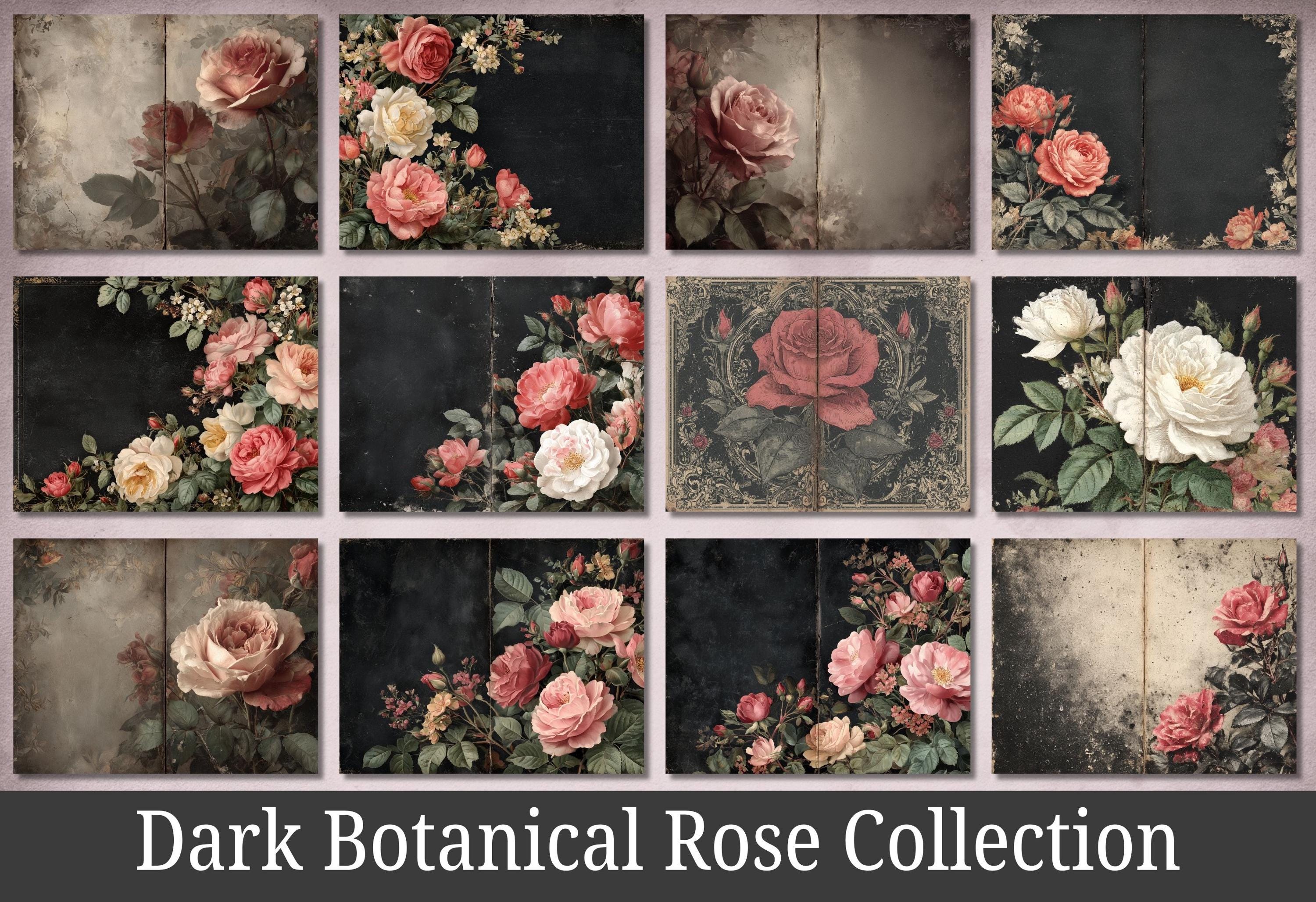 Dark Botanical Junk Journal Kit | 101 Grungy Rose Pages (digital ...