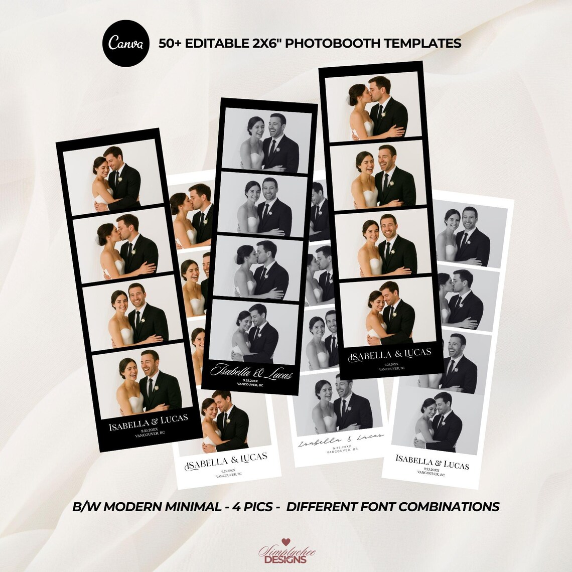 50+ Black & White Photobooth Templates | Modern Minimal 2x6 Strip ...