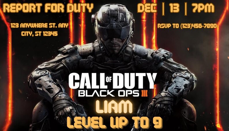 Gamer Birthday Invitation Call of Duty Black Ops Invitation, Printable ...