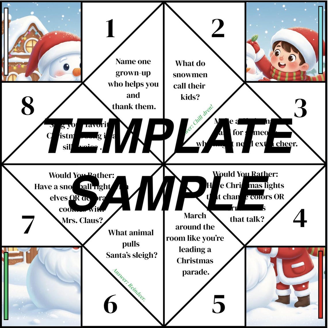 Merry & Bright Christmas Cootie Catcher | Holiday Printable Craft ...
