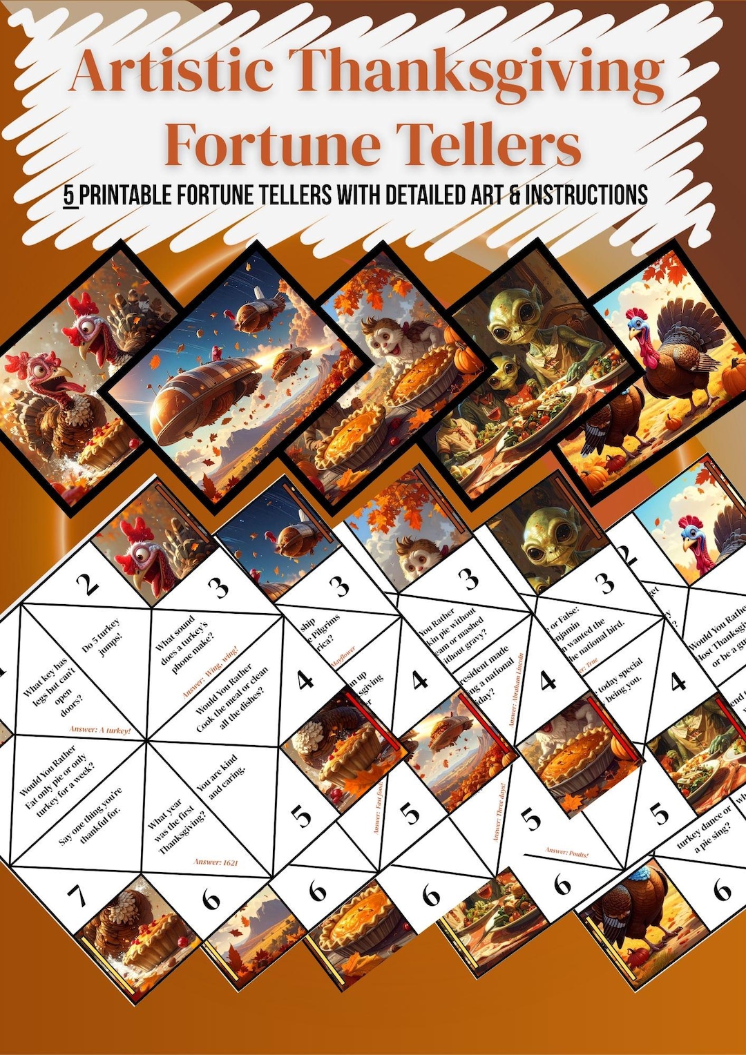 Thanksgiving Cootie Catchers Bundle | 5 Printable PDF Activities, Jokes ...