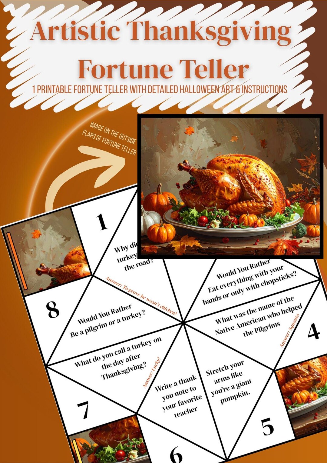 Thanksgiving Activity Sheet for Kids | Gratitude & Jokes Cootie Catcher ...