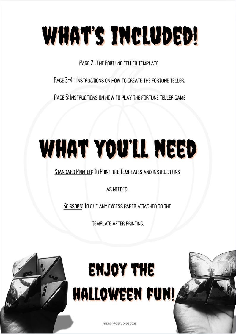 Halloween Fortune Teller Printable - Spooky Cootie Catcher Game - Kids ...