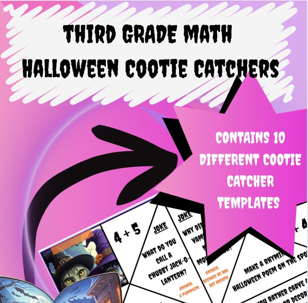 3rd Grade Math Halloween Cootie Catcher (fortune Teller) BUNDLE ...