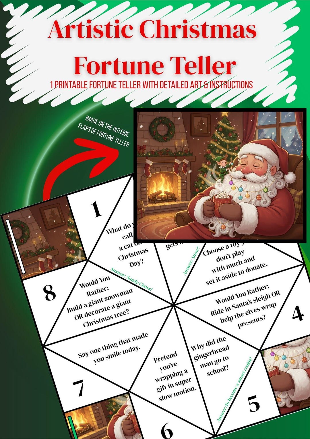Festive Holiday Cootie Catcher | Printable Christmas Activity | DIY ...