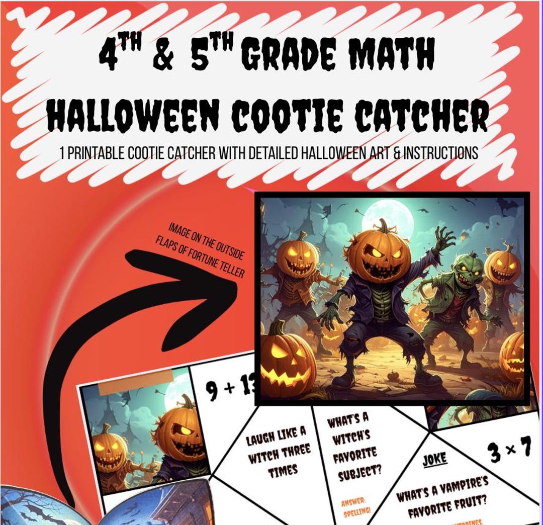 Halloween Math Cootie Catcher: 4th-5th Grade Addition, Subtraction ...