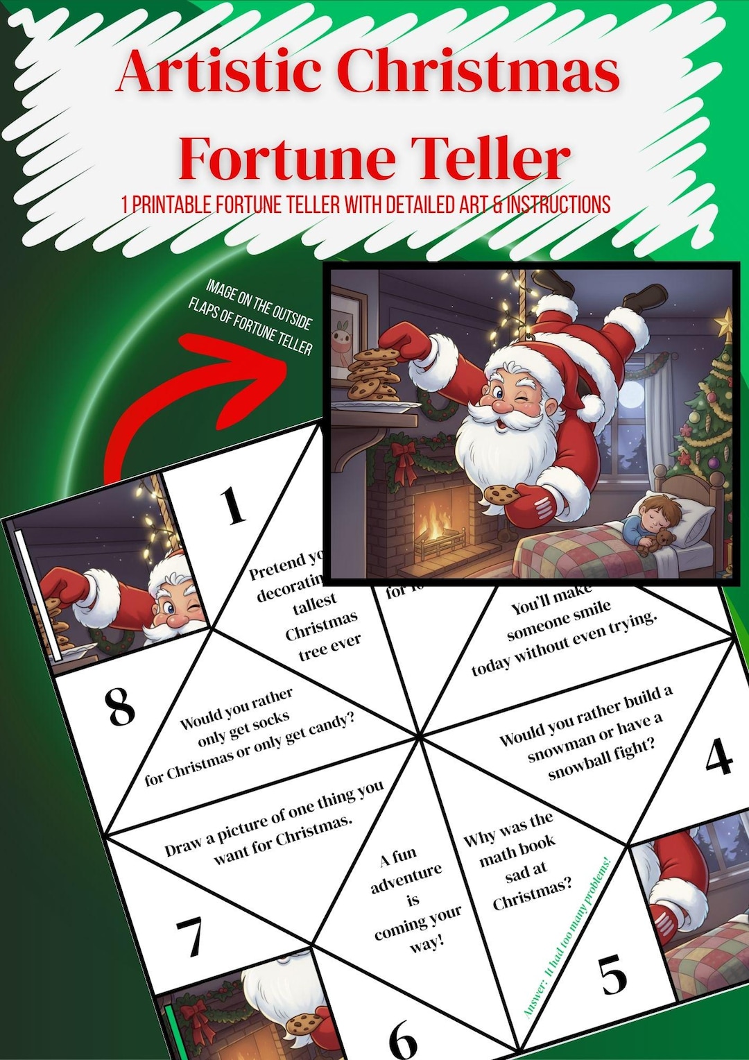 Christmas Cootie Catcher Printable | Fun Single Sheet Holiday Game ...