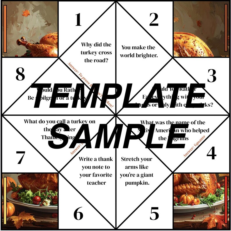 Thanksgiving Activity Sheet for Kids | Gratitude & Jokes Cootie Catcher ...