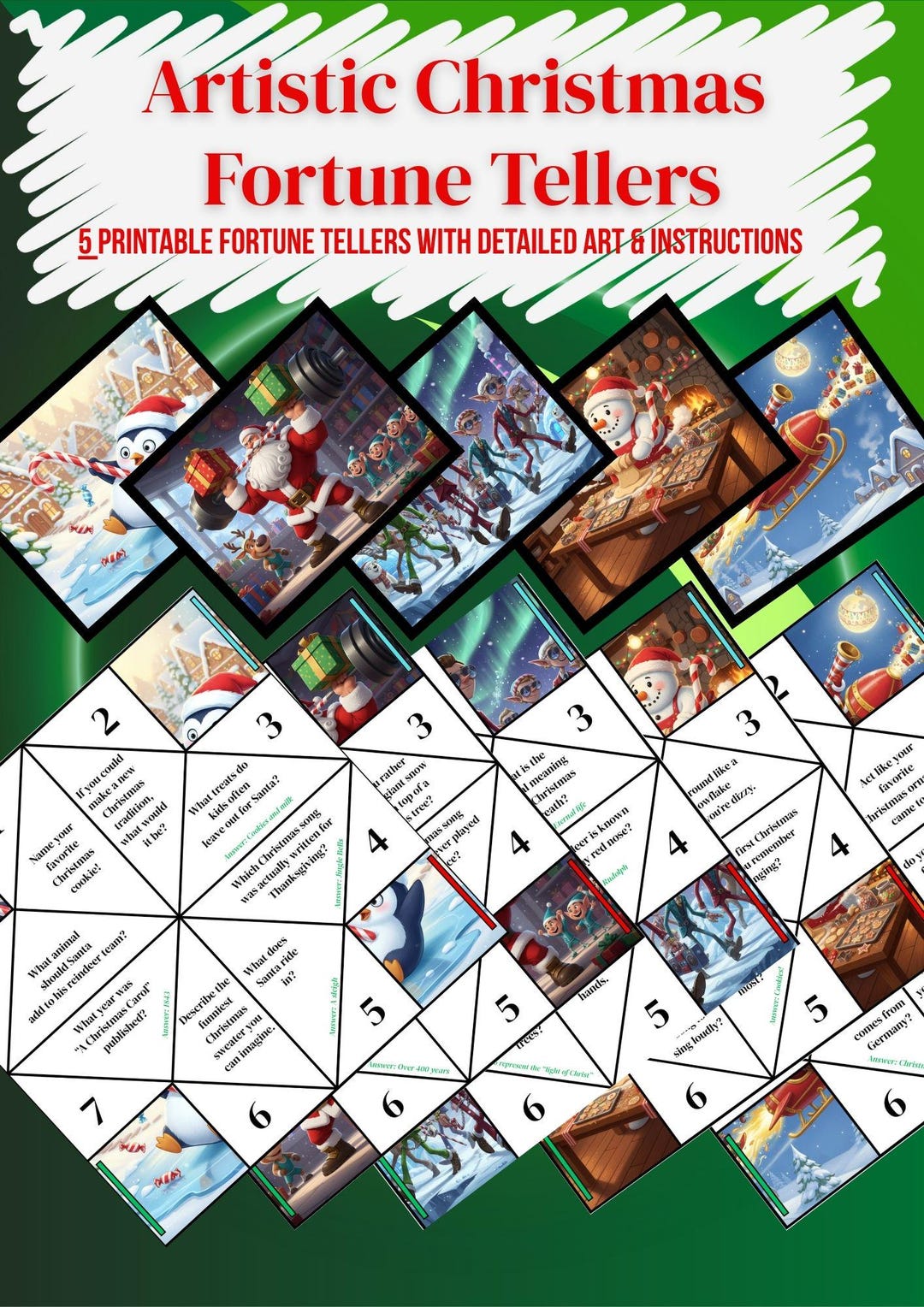 Christmas Cootie Catchers for Classroom | 5 Printable Holiday Games for ...