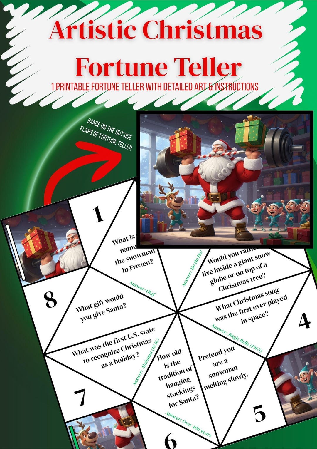 Holiday Cootie Catcher Printable | Christmas PDF Game for Kids ...