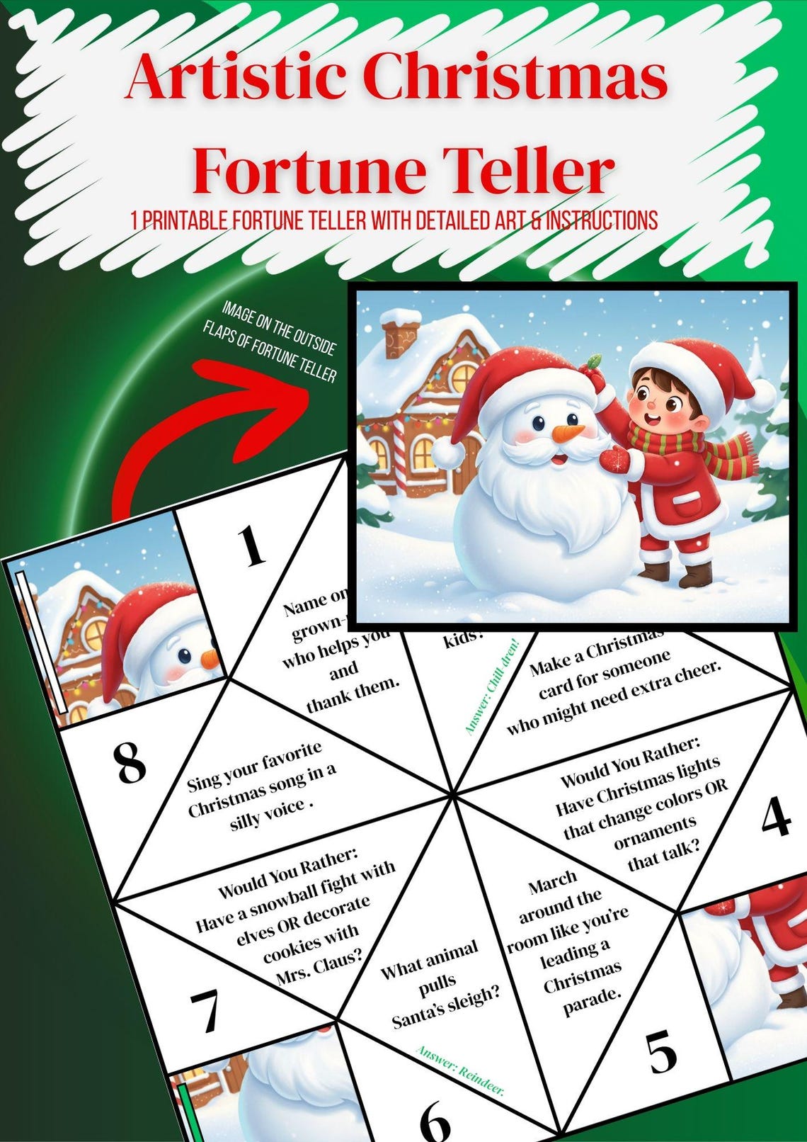 Merry & Bright Christmas Cootie Catcher | Holiday Printable Craft ...