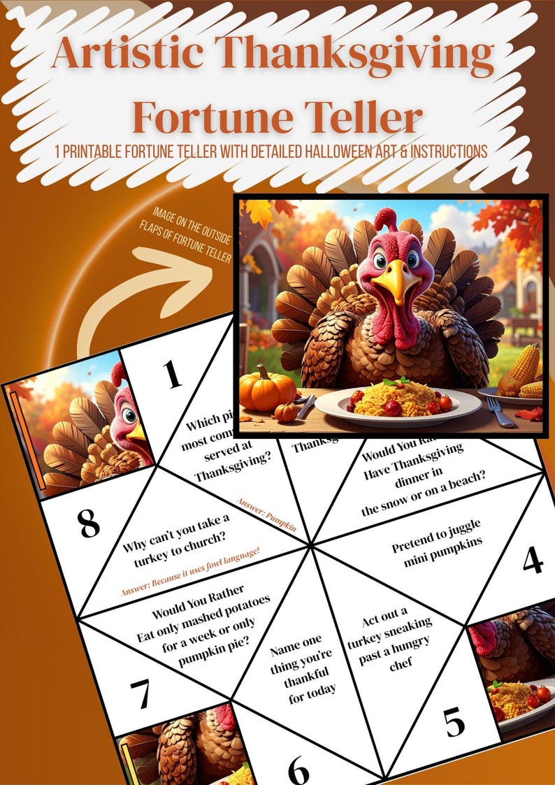 Thanksgiving Cootie Catcher Printable | Fortune Teller Game | Gratitude ...