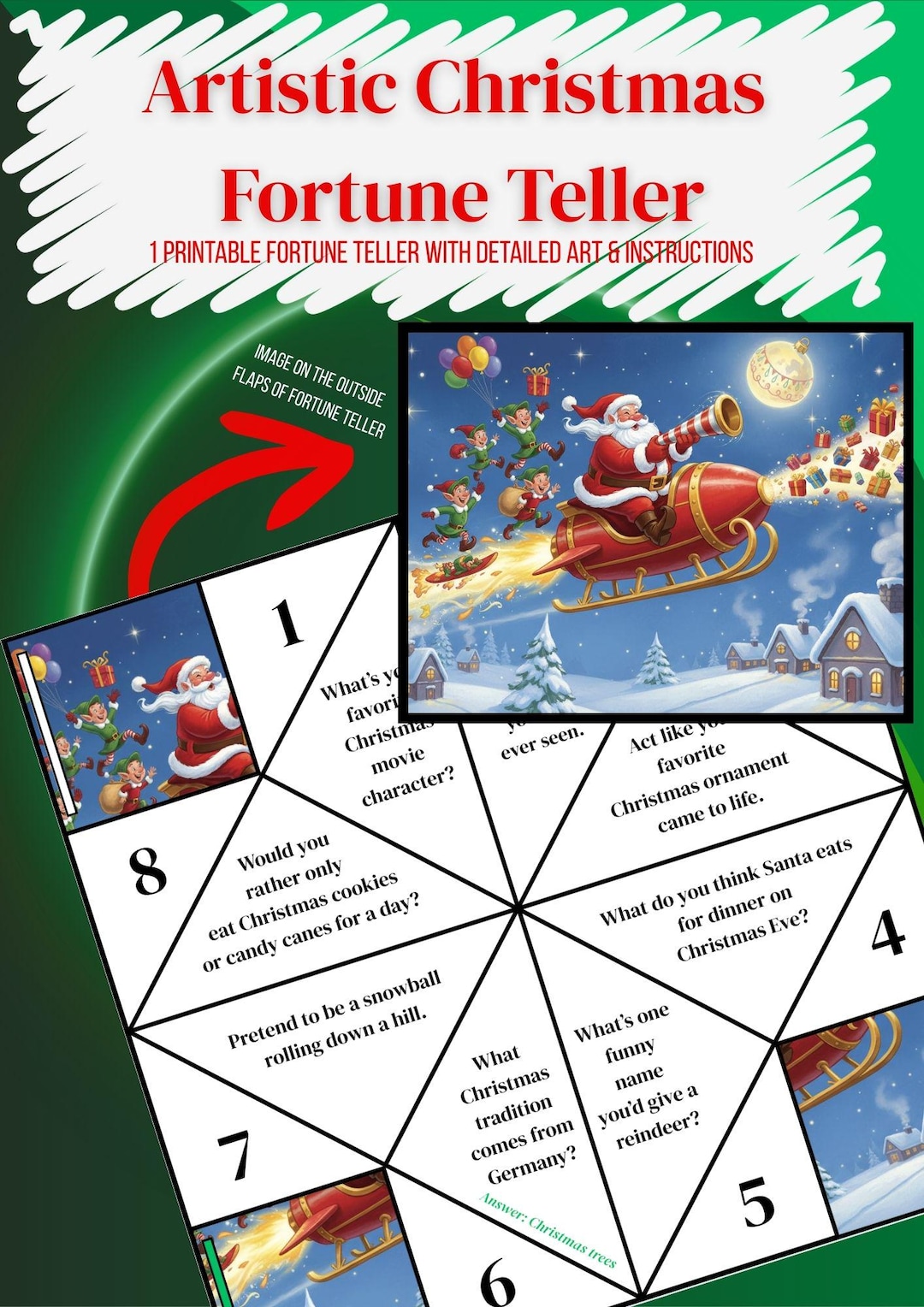 Fun Christmas Cootie Catcher | Printable PDF Game | Kids Holiday ...