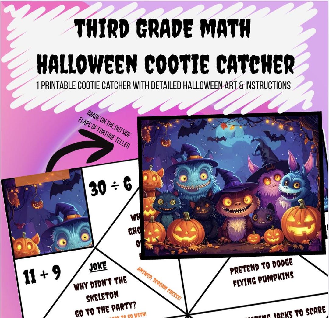 Halloween Math Cootie Catcher: 3rd Grade Activity | Single Printable ...