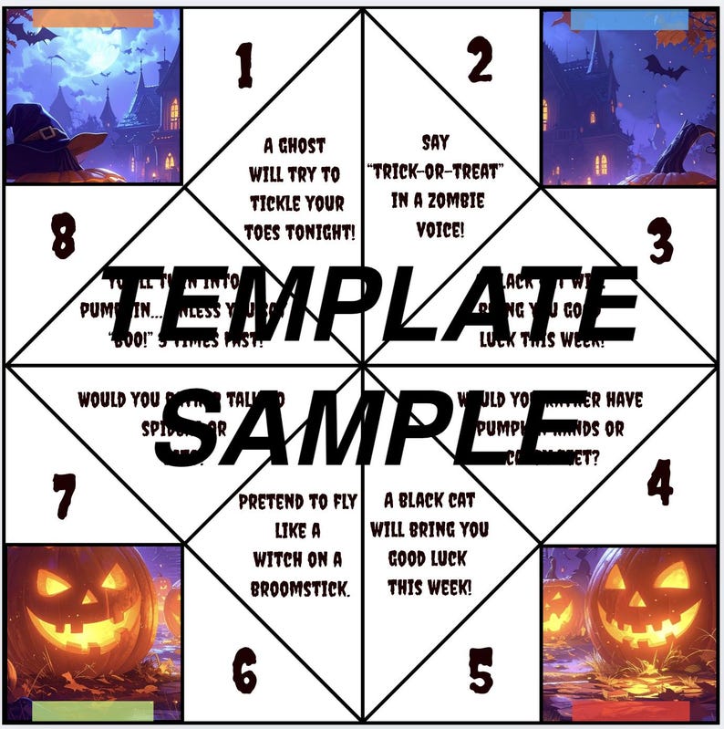 Halloween Cootie Catcher Printable: Spooky Fortune Teller Game ...
