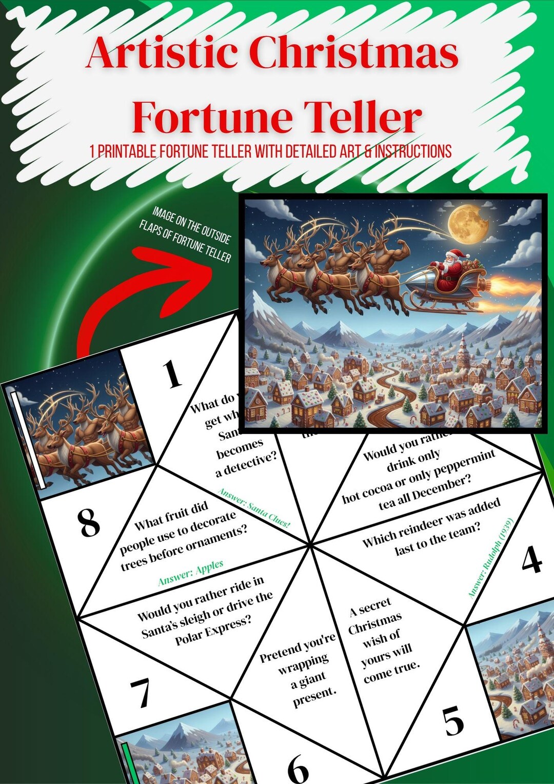 Printable Holiday Cootie Catcher | Christmas Game for Kids | Santa ...