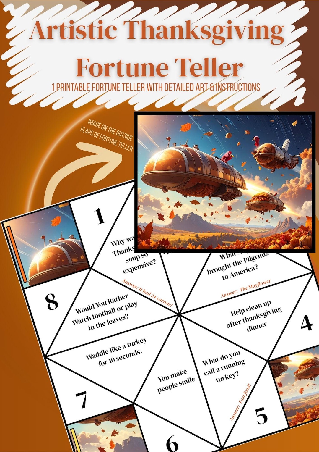 Thanksgiving Fortune Teller Printable – Kids' Joke & Gratitude Game ...