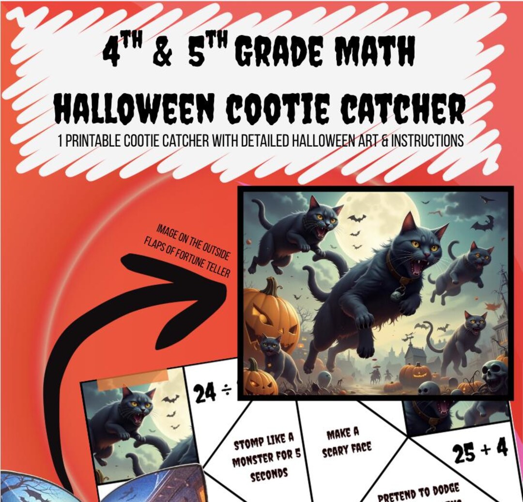 Halloween Math Cootie Catcher: 4th-5th Grade Activity (PDF) - Etsy
