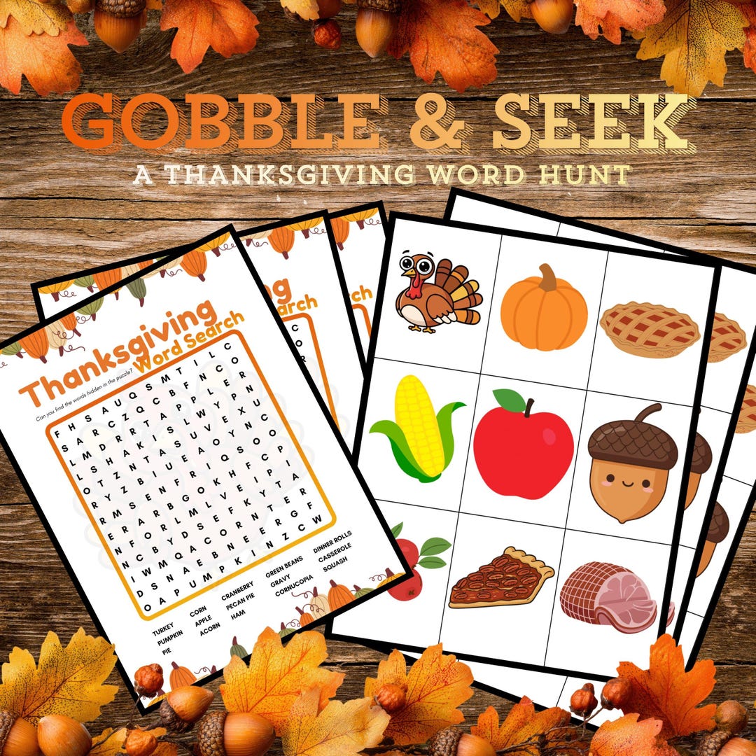 Thanksgiving Word Search & Scavenger Hunt | Family Game (printable ...