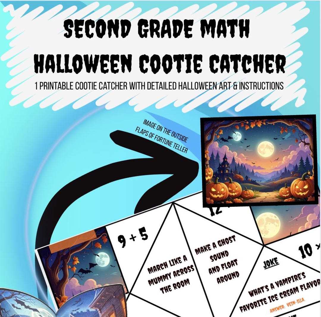 Halloween Math Cootie Catcher: 2nd Grade Printable Worksheet (PDF) - Etsy