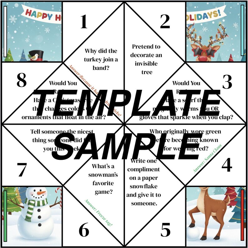 Christmas Cootie Catcher Bundle for Kids | 5 Printable Fortune Tellers ...