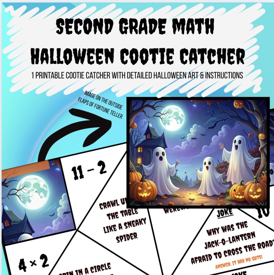 Halloween Math Cootie Catcher: 2nd Grade Fortune Teller (printable ...