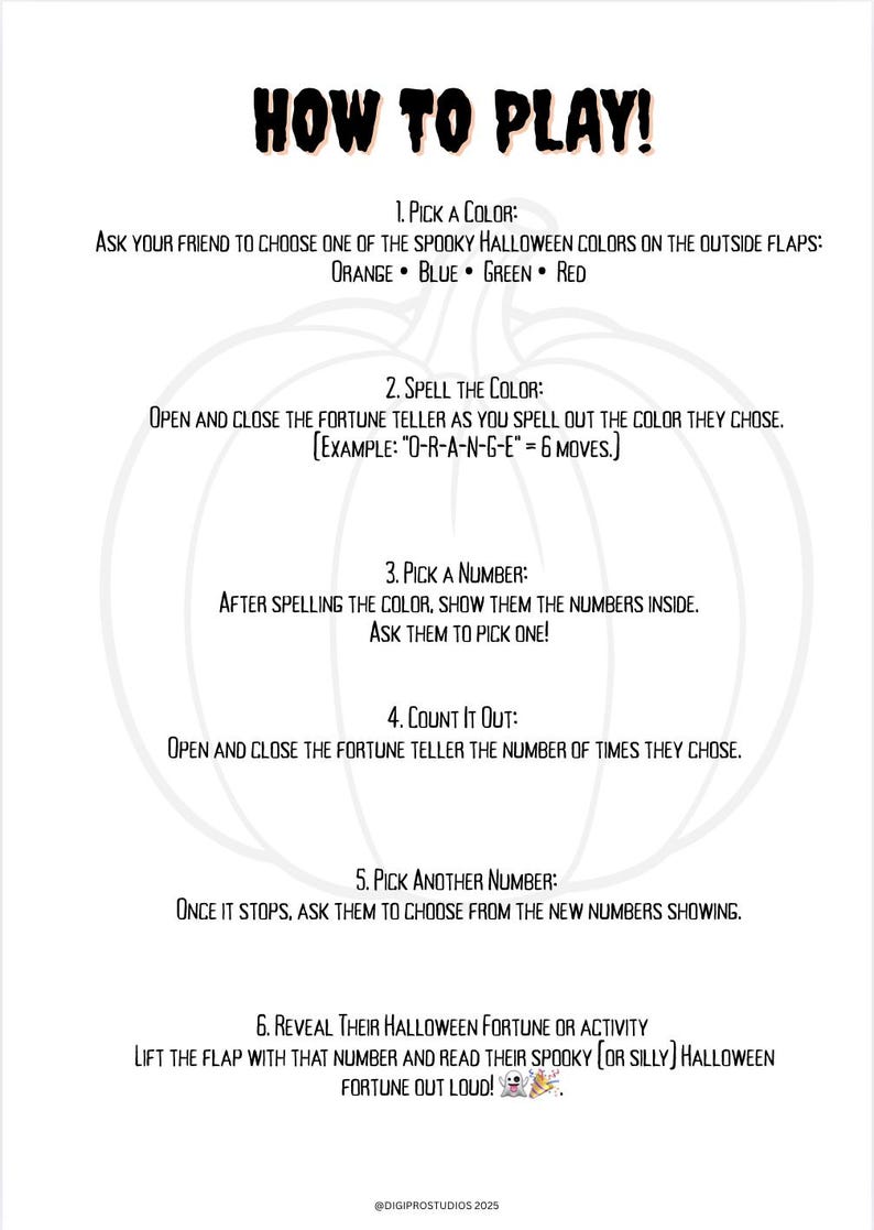 Halloween Cootie Catcher Printable: Spooky Fortune Teller Game ...