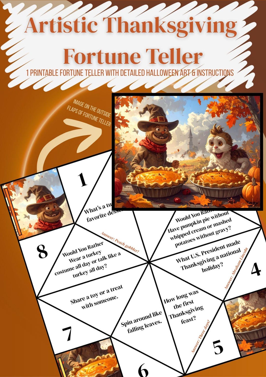 Thanksgiving Foldable Game | Printable Cootie Catcher With Jokes ...