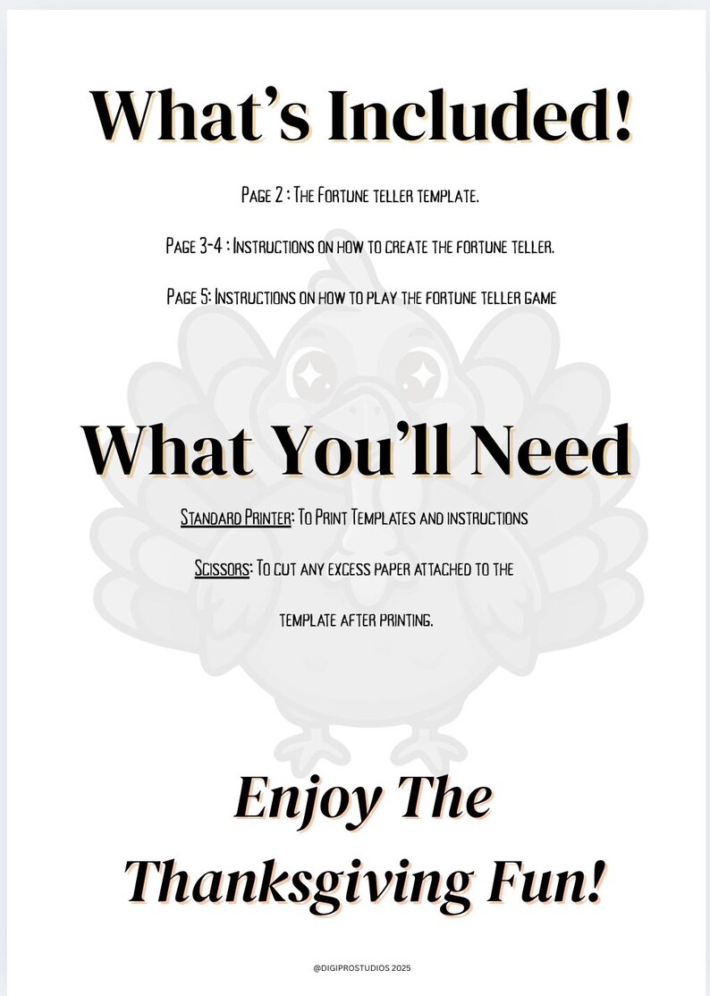 Thanksgiving Fortune Teller Printable – Kids' Joke & Gratitude Game ...
