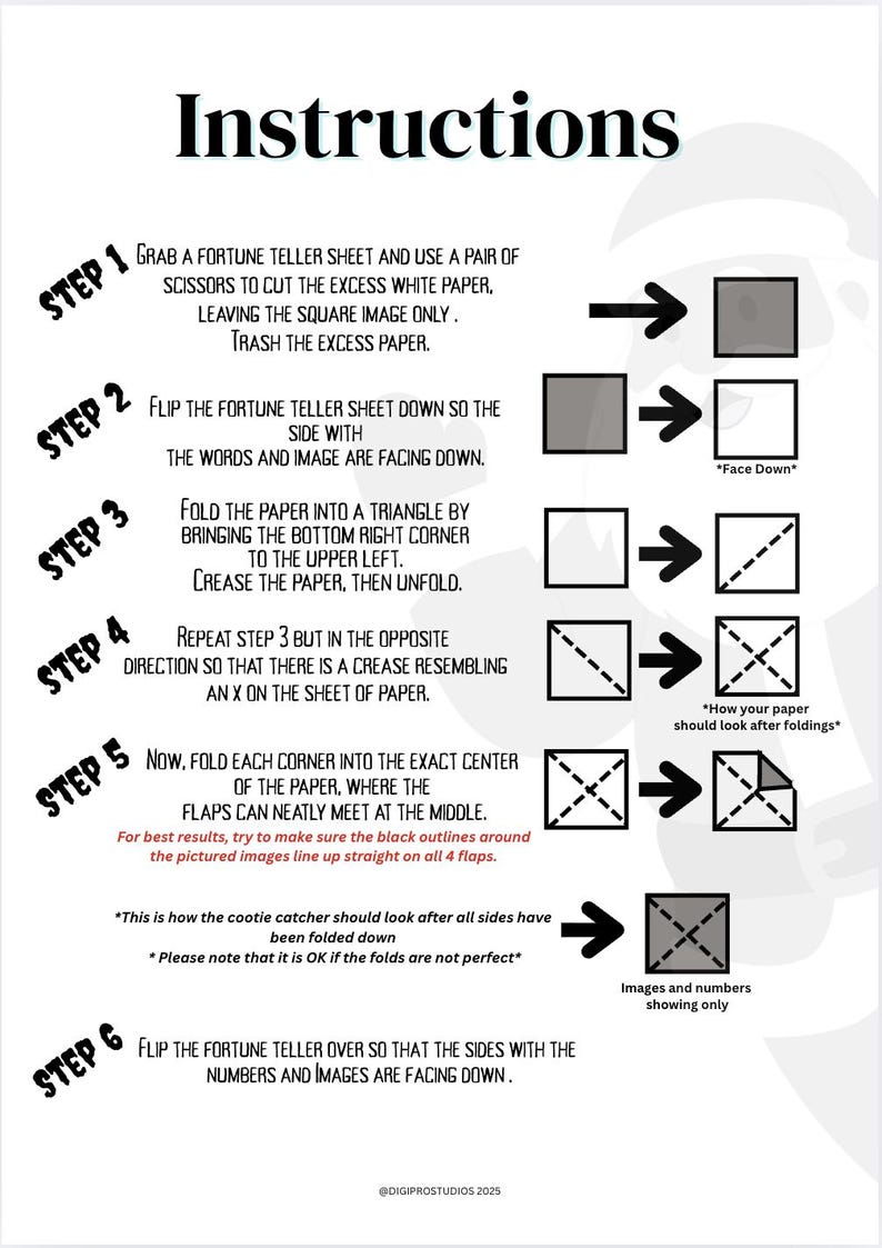 Printable Christmas Cootie Catcher | Single Sheet Holiday Game ...