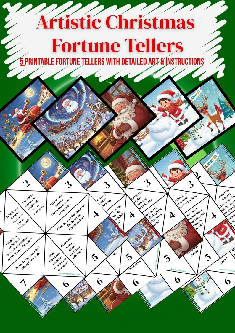 Christmas Cootie Catcher Bundle for Kids | 5 Printable Fortune Tellers ...