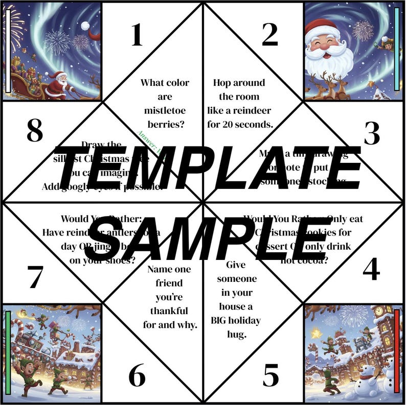 Christmas Cootie Catcher Bundle for Kids | 5 Printable Fortune Tellers ...