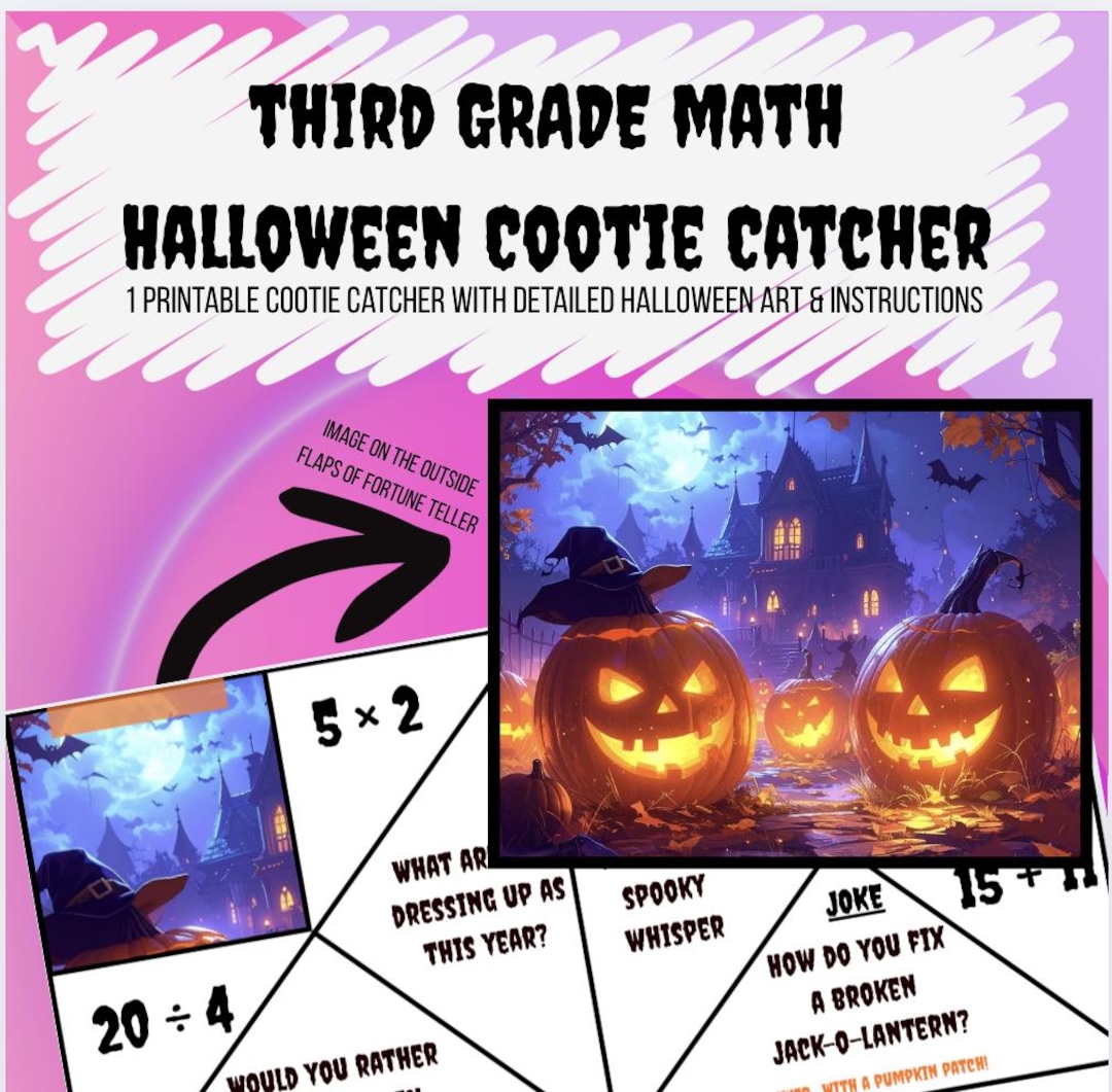 Halloween Math Cootie Catcher: 3rd Grade Mixed Operations (printable ...