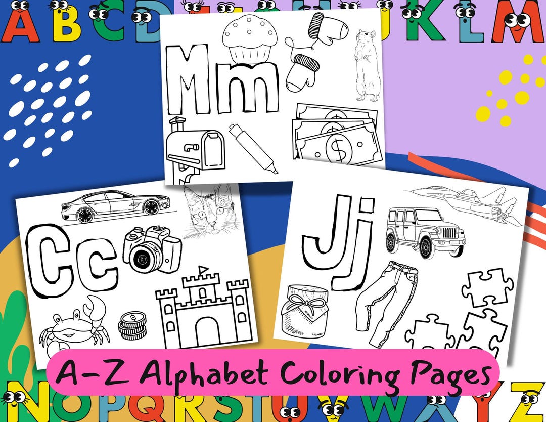 Alphabet Coloring Pages, A-Z Printable Activity (PDF Pattern) - Etsy