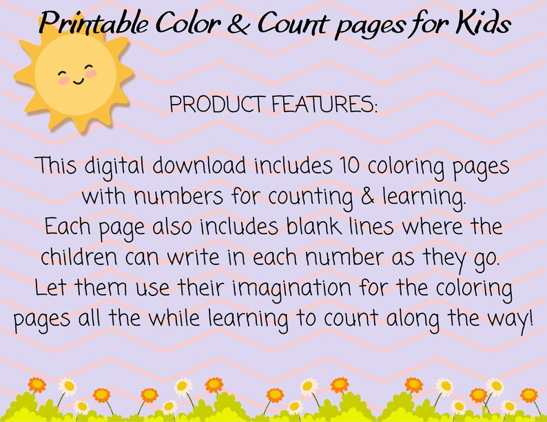 Color & Count for Kids - Printable Coloring Pages - Count to TEN - Etsy