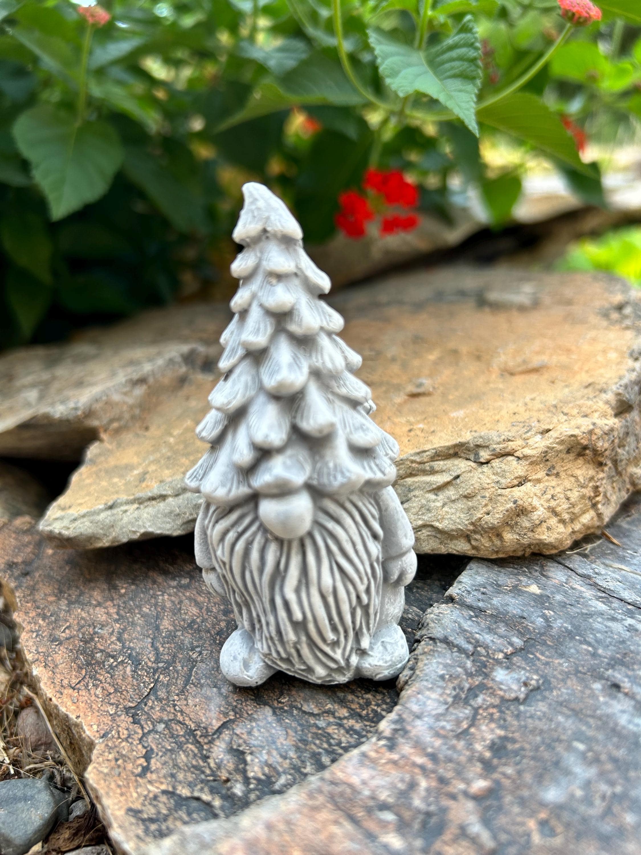 Two Mini Concrete Gnomes – Stone Finish Garden Statues – Paintable ...