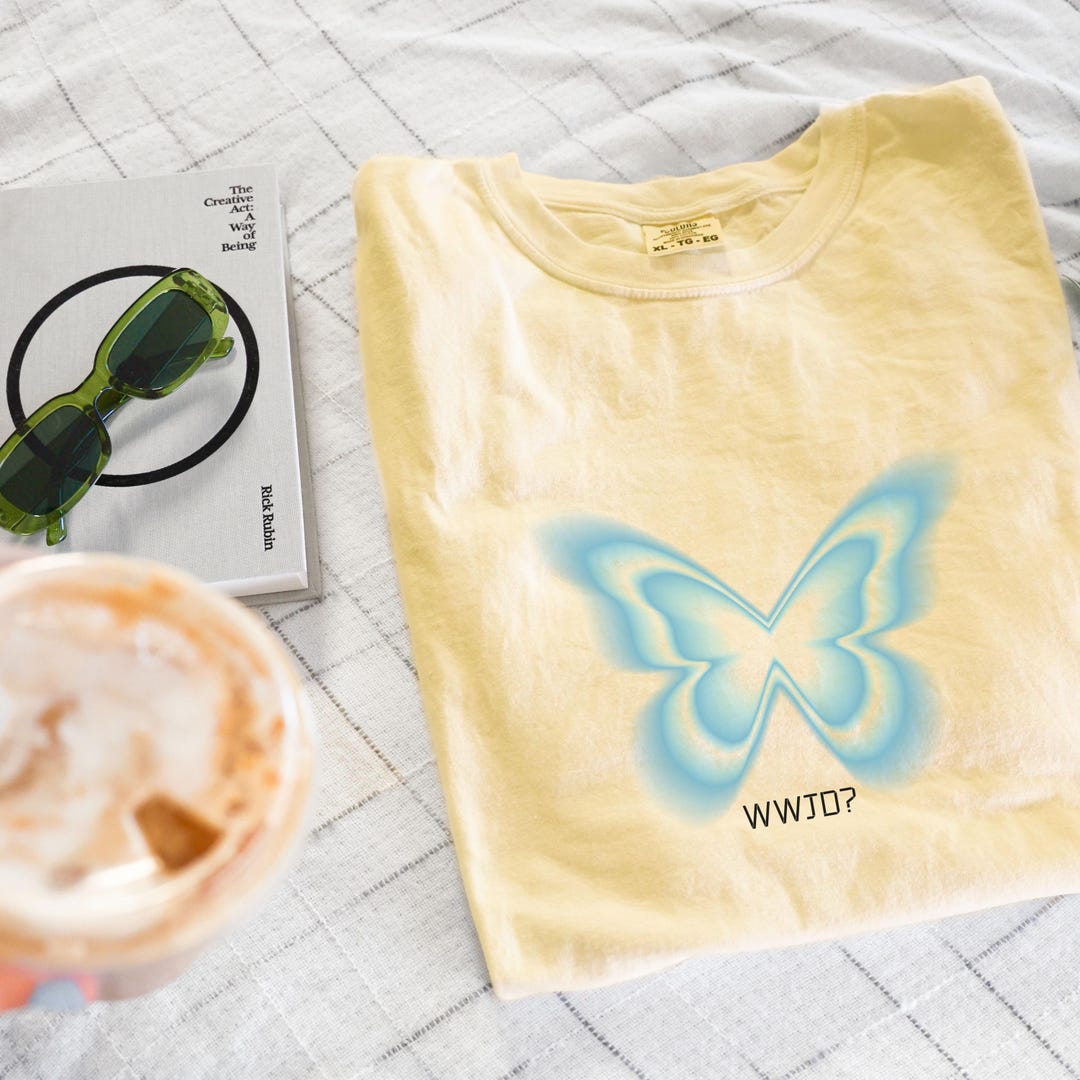 Y2K Christian T-shirt: Vintage Butterfly, WWJD, Comfort Colors Tee - Etsy